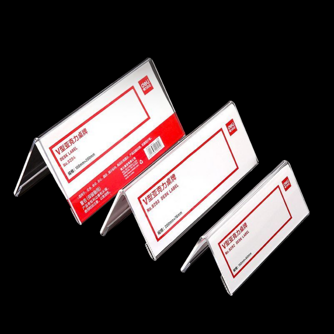 Desk label Acrylic V shape Display Stand